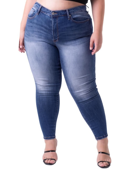 Jeans skinny Balam lavado deslavado corte cintura para mujer 1