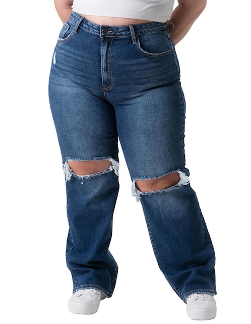 Jeans wide leg Roman Fashion J-BAL-6300-DARK corte cintura para mujer 1